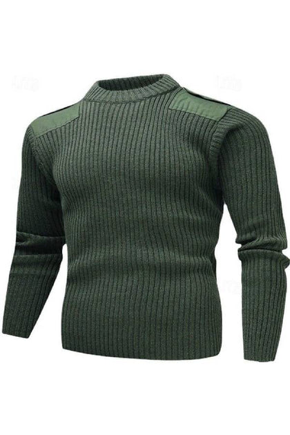 Men's Solid Colour Shoulder Panel Crew Neck Sweater – WildernessMans