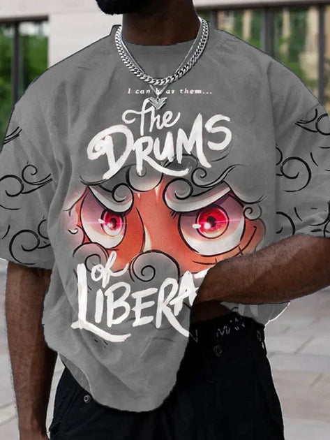 Men's I Can Hear The Drums of Liberation Anime Print T-Shirt ...